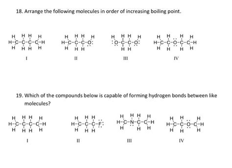Solved 18 Arrange The Following Molecules In Order Of Chegg