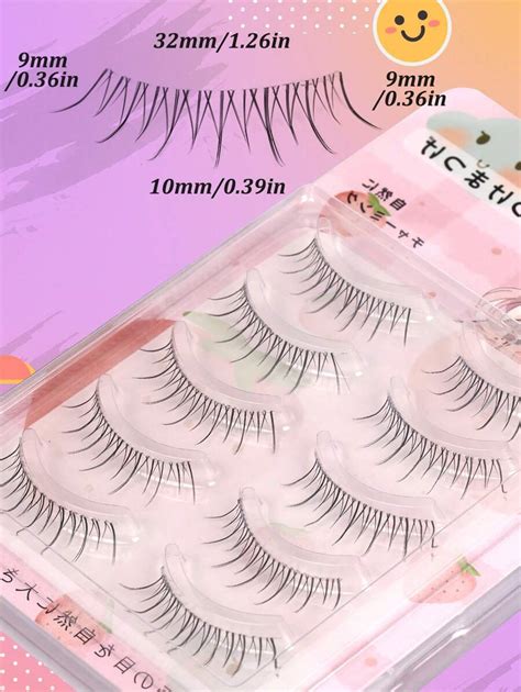 5 pares de pestañas postizas falsas transparentes con tallo natural