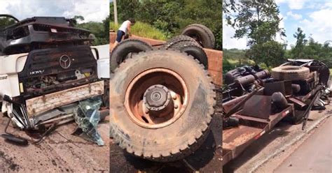 Motorista dorme ao volante e caminhão bate em mureta de ponte entre