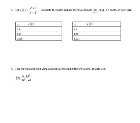 solved 3 let f x x−1 2x2 1 complete the tables and use