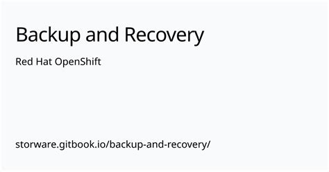 Red Hat OpenShift Backup And Recovery
