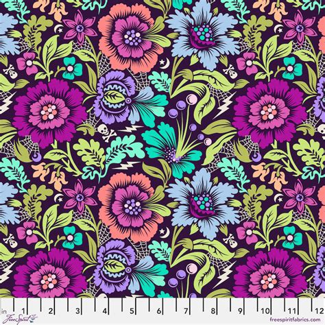 Freespirit Fabrics Tula Pink Deja Vu Nightshade Spider Blossom