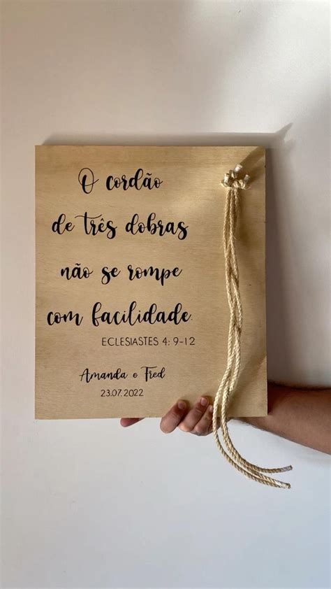 Placa O Cordão de 3 dobras Casamento Coisas de casamento Plaquinhas