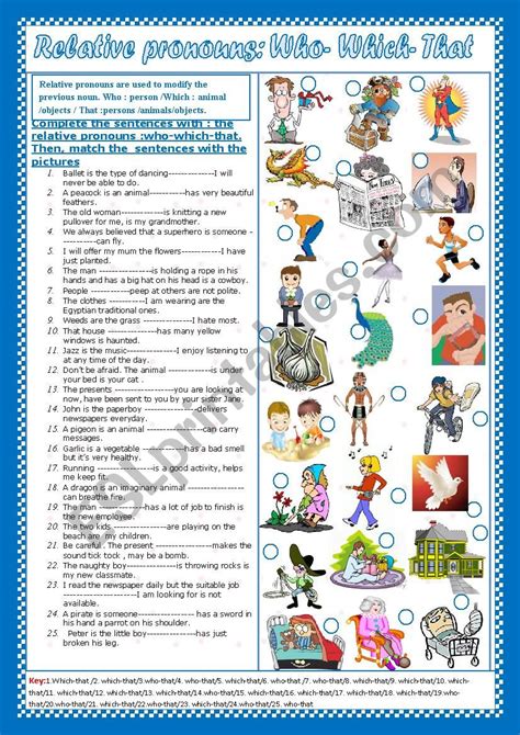 Relative Pronouns Who Which That ESL Worksheet By Falafel