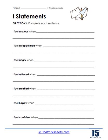 I Statements Worksheets Worksheets