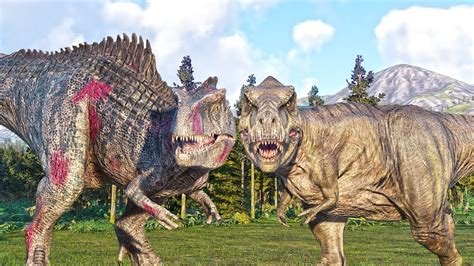 DOMINION GIGANOTOSAURUS VS Therizinosaurus And T Rex Jurassic World