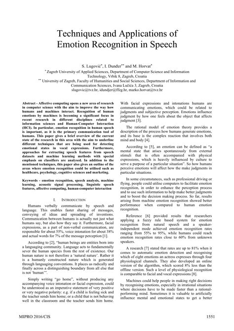 pdf techniques and applications of emotion recognition in speech
