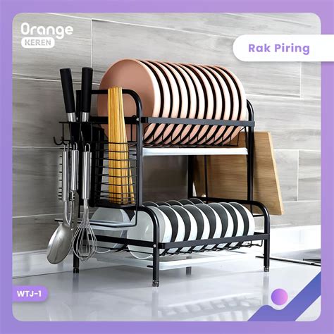 Jual ORANGE KEREN Rak Piring Stainless Minimalis Portbanle 2 Susun Rak