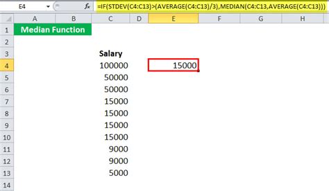 median in excel formula example how to use median function