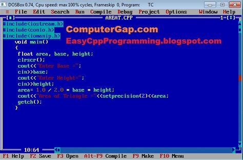c program to input base height of triangle calculate area ~ c tutorial with basic programs