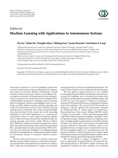 pdf machine learning with applications to autonomous systems