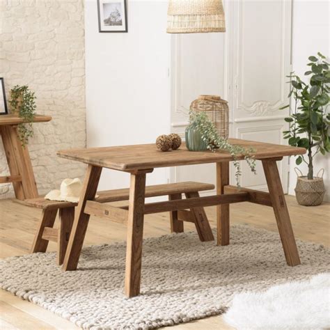 ANDRIAN Table à manger 140x75cm bois Pin recyclé Leroy Merlin
