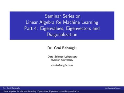4 linear algebra for machine learning eigenvalues eigenvectors and diagonalization ppt