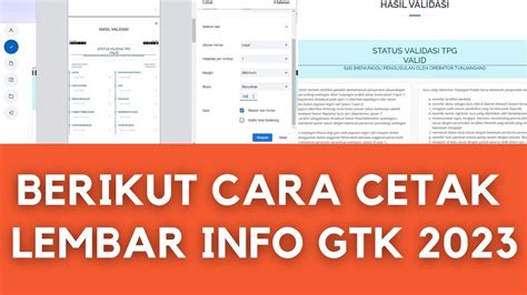 CARA CETAK LEMBAR INFO GTK 2023 YouTube