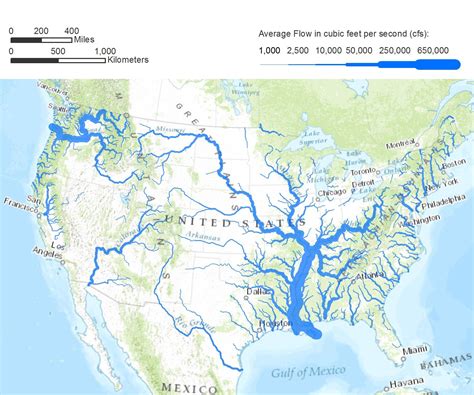 Rivers In The Continental United States Drawn With Linewidth