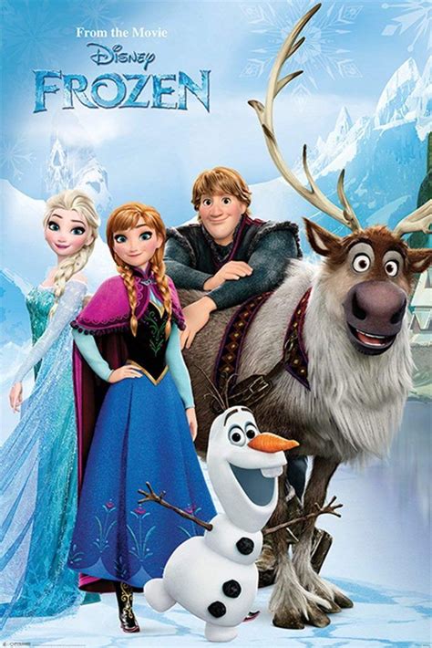 The Characters From Disneys Frozen Princess Are Standing In Front Of An Icy Blue Background