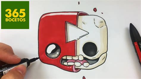 COMO DIBUJAR LOGO DE YOUTUBE KAWAII ROTO POR LA MITAD botón de