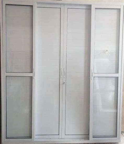 Porta Balcão Alumínio Branco Lambril 6 Folhas Vidro Liso E Veneziana