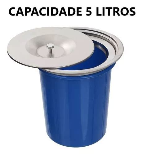 Lixeira De Embutir Para Pia Bancada 5 Litros Aço Inox 304