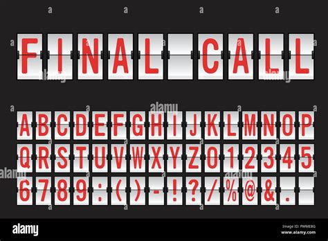 Airport Mechanical Flip Board Panel Font Red Font On White Background