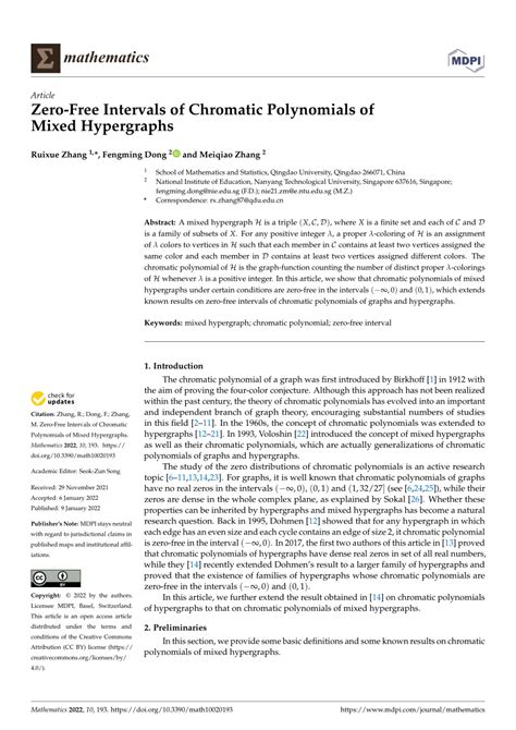 pdf zero free intervals of chromatic polynomials of mixed hypergraphs