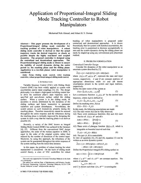 pdf proportional integral sliding mode tracking controller with application to a robot manipulator