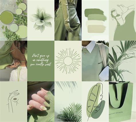 100pcs Sage Green Wall Collage Kit 2 Boho Aesthetic Soft Etsy UK