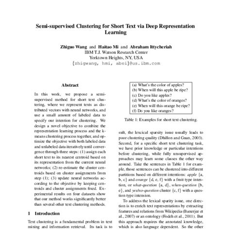 semi supervised clustering for short text via deep representation learning acl anthology