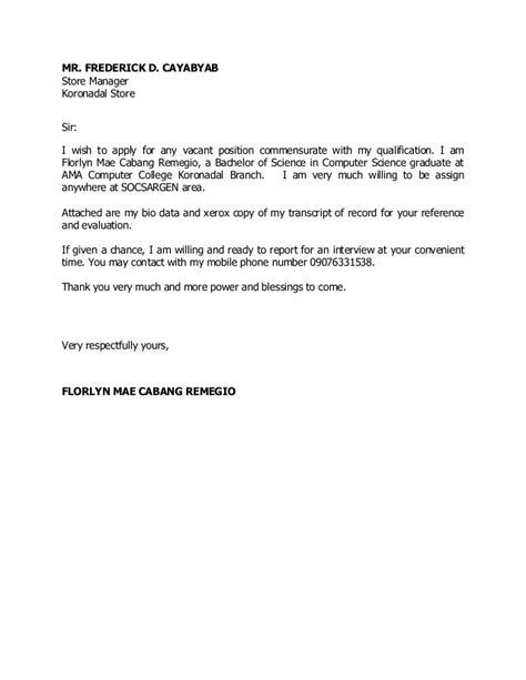 Application Letter Application Letters Application Letter Sample