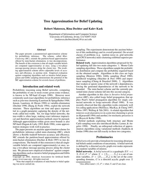 pdf tree approximation for belief updating