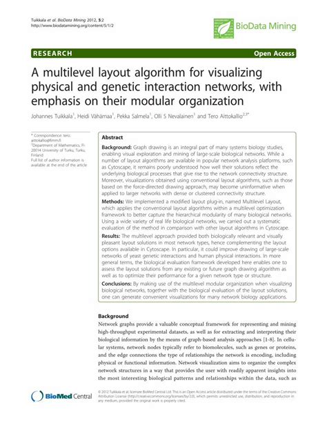 pdf a multilevel layout algorithm for visualizing physical and genetic dokumen tips