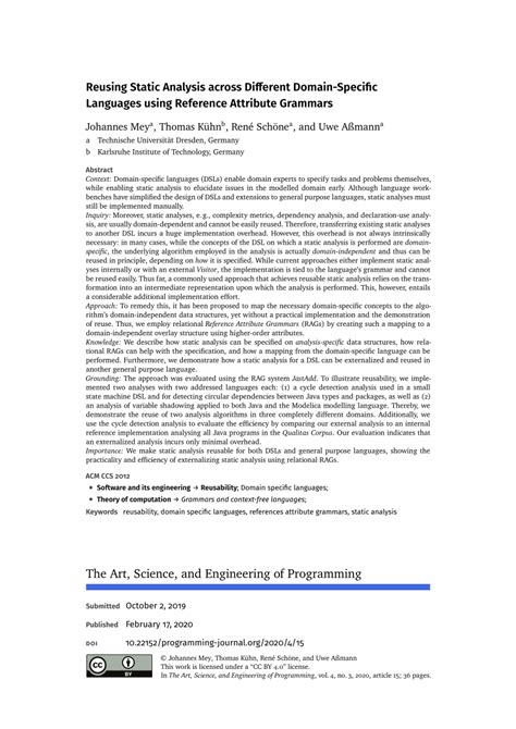 pdf reusing static analysis across different domain specific languages using reference