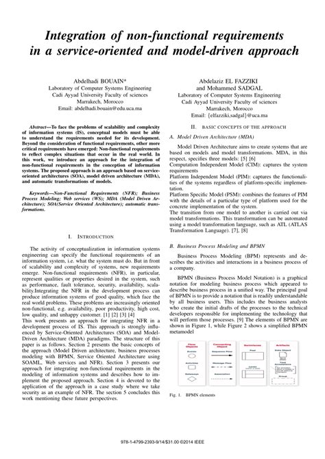 pdf integration of non functional requirements in a service oriented and model driven approach