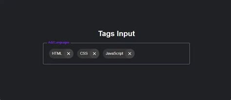 create a tags input box in html css and javascript