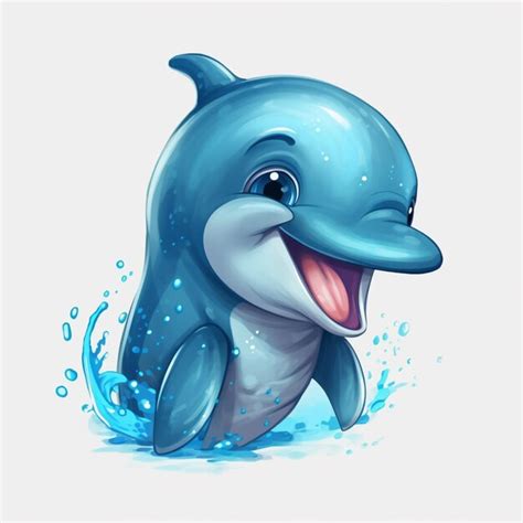 Delf N De Dibujos Animados Con La Boca Abierta Y Salpicaduras De Agua