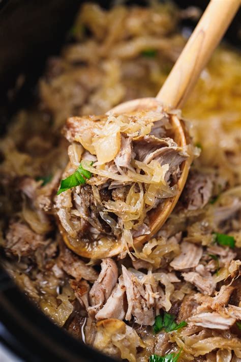Slow Cooker Pork And Sauerkraut Cooking LSL