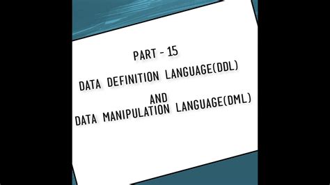 data definition language and data manipulation language ddl vs dml insertquery updatequery