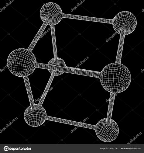 Wireframe Mesh Molecule Vektor Stok Oleh Newb1 234591176