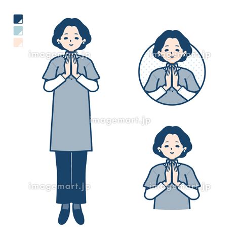 チュニック中年女性が合掌しているイラスト 178730055 イメージマート