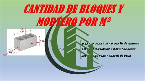 CANTIDAD DE BLOQUES Y MORTERO PARA UN METRO CUADRADO 𝐕𝐄𝐑 𝐍𝐎𝐓𝐀 𝐄𝐍