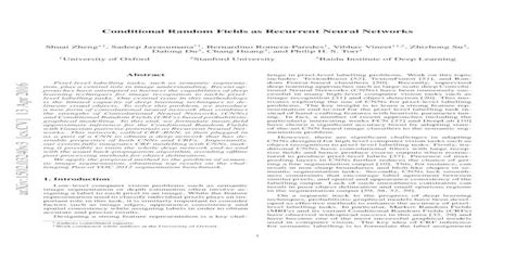 conditional random fields as recurrent neural networks random · a new form of convolutional