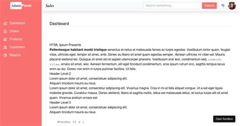 Tailwindcss Admin Panel Codesandbox