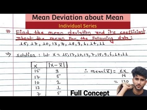 Find Mean Deviation About Mean And It S Coefficient For Individual