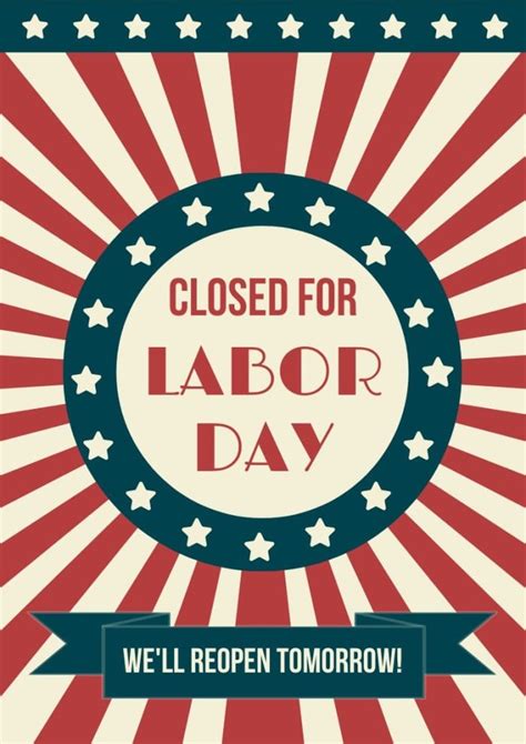 Free Printable Labor Day Closed Sign Template