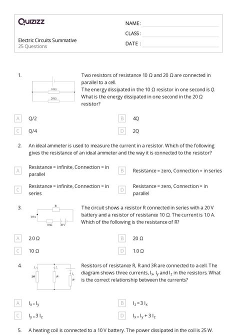 Series And Parallel Resistors Worksheets On Quizizz Free Printable