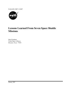 Fillable Online Ntrs Nasa Ntrs Nasa GovapicitationsLessons Learned From