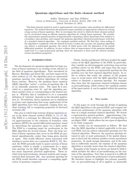 pdf quantum algorithms and the finite element method