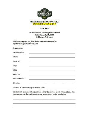 Fillable Online VENDOR REGISTRATION FORM Word Doc Sandy Run Fax