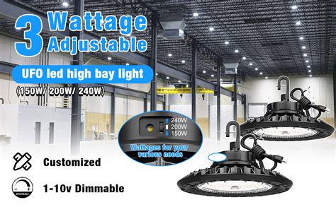 G GJIA UFO LED High Bay Lights 3 Watts Adjustable 240W 200W 150W