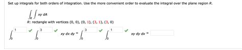 solved set up integrals for both orders of integration use